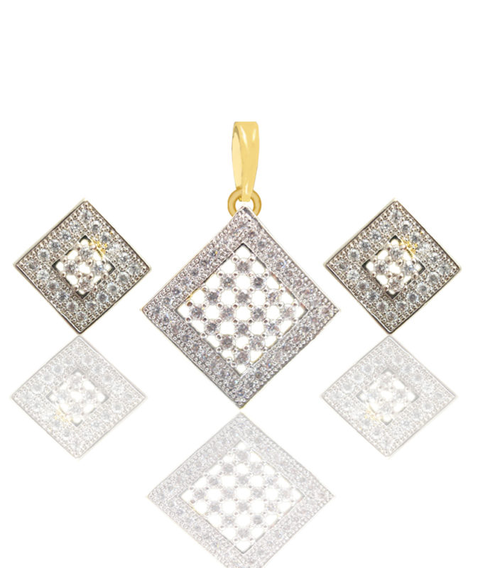 ADS53, Square shaped American Diamond Pendant and Earrings – Buy Indian ...