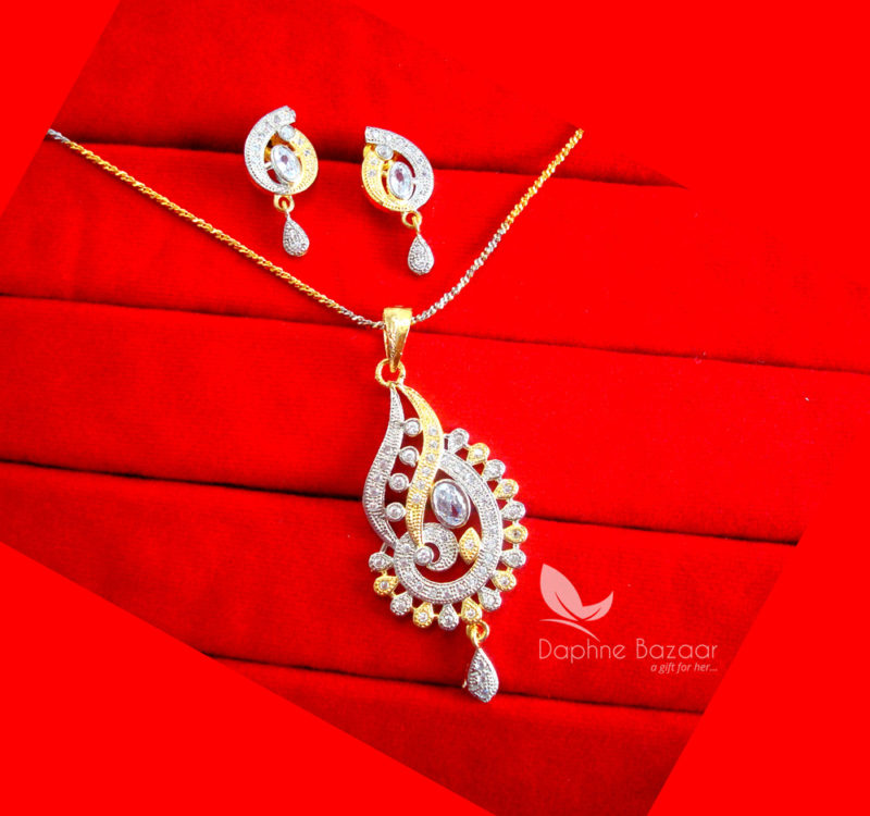 PE62, Daphne Premium Quality Zircon Pendant With Earrings – Buy Indian ...